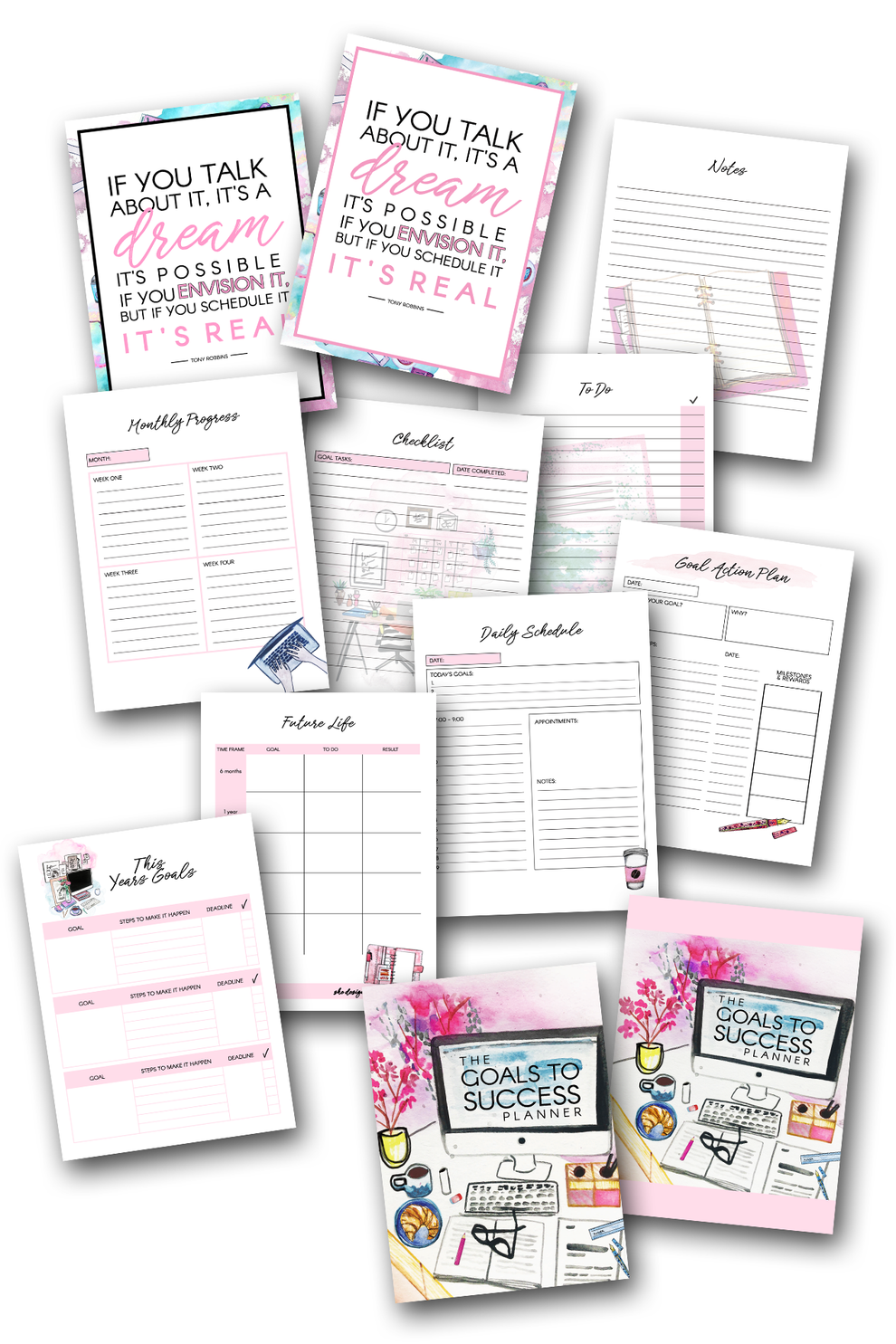 THE GOALS TO SUCCESS PLANNER 21-Pages – Simply Love PLR